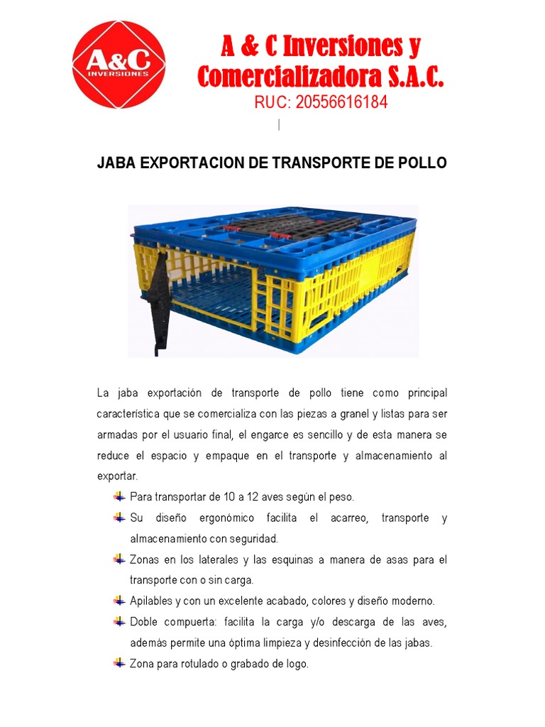 Jabas de Transporte para Pollos Vivos | PDF