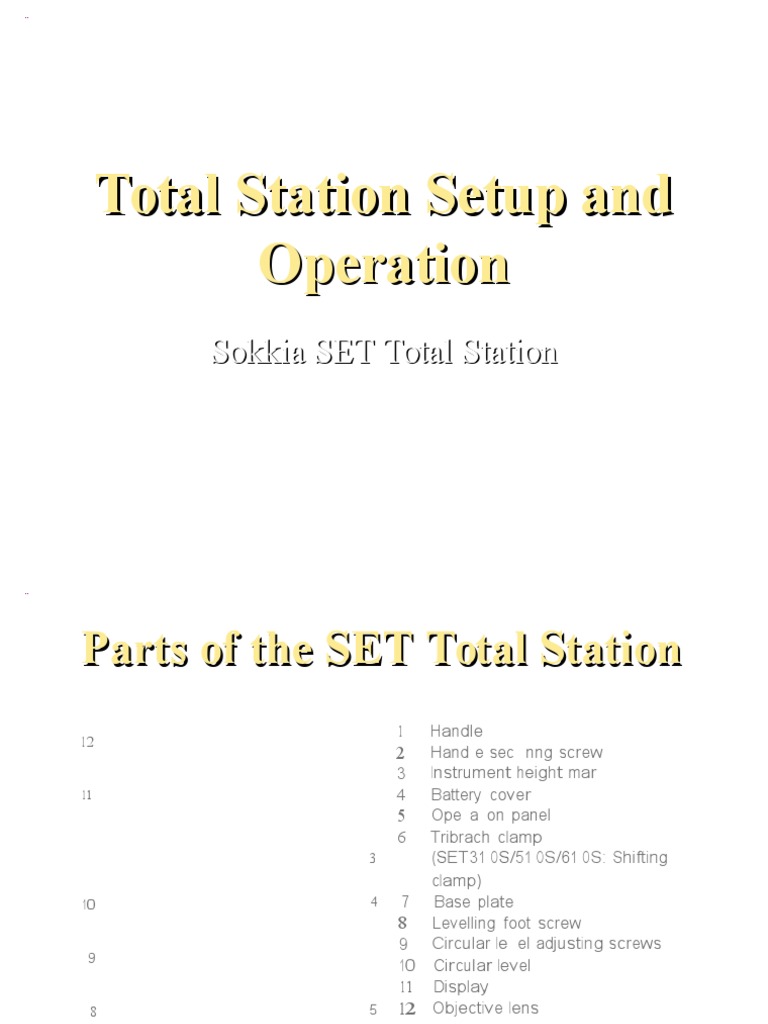 Total Station Setup and Operation | PDF | Surveying | Scientific ...