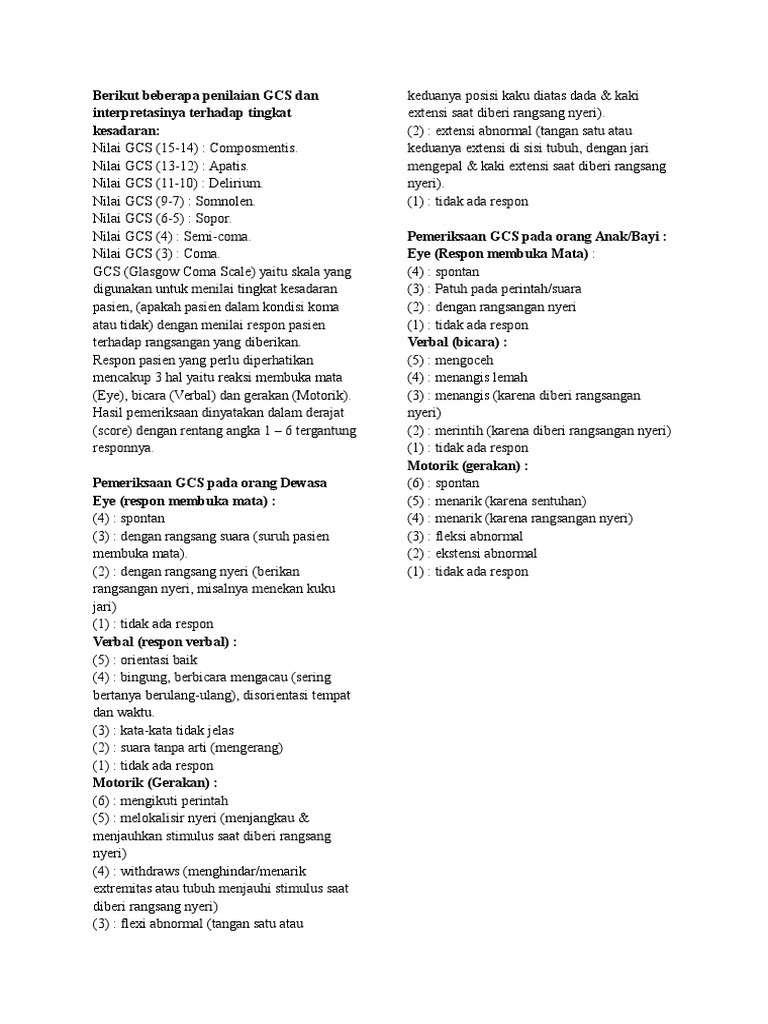 Penilaian dan Interpretasi GCS | PDF