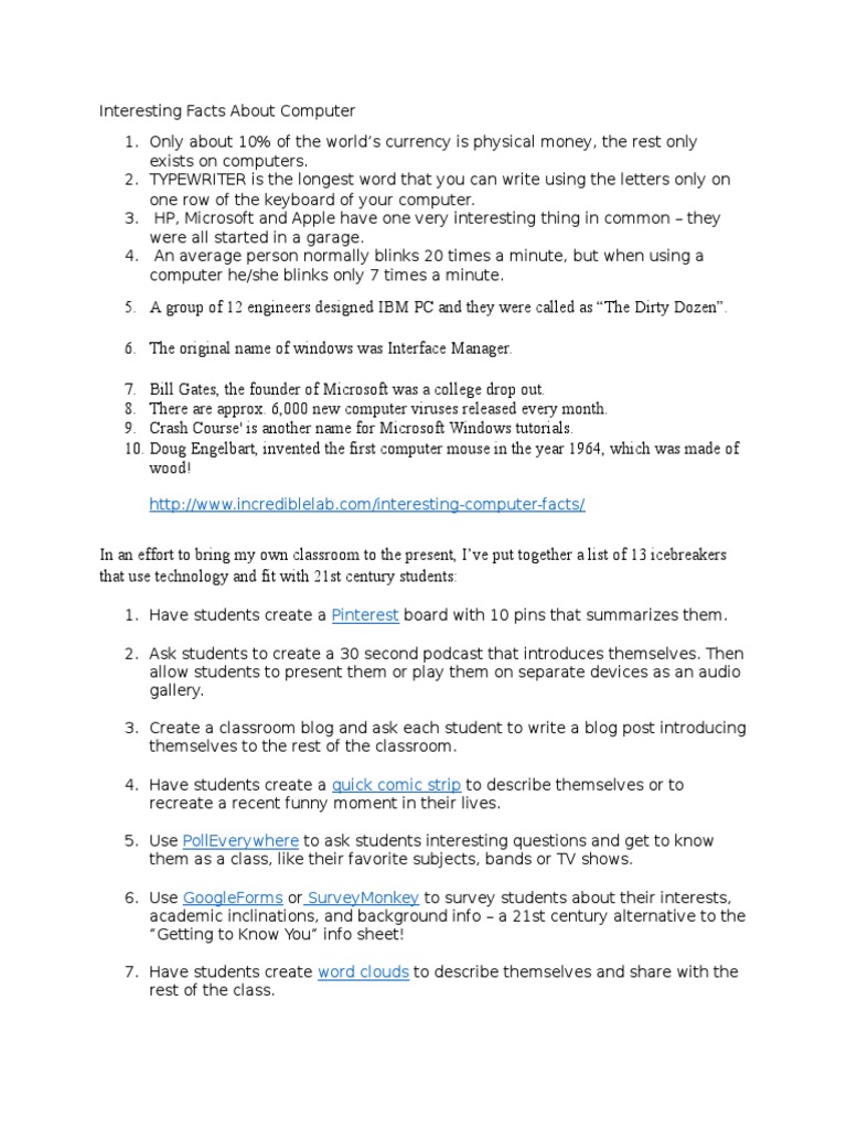 10 Fascinating Computer Facts | PDF | Microsoft | Graphical User Interfaces