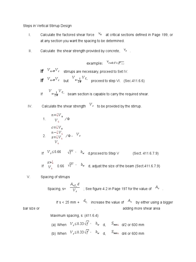 Steps in Vertical Stirrup Design | PDF | Strength Of Materials | Beam ...