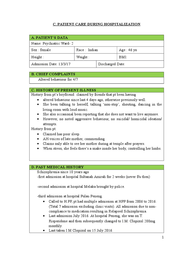 Template - Clerking Case | PDF | Antipsychotic | Risperidone