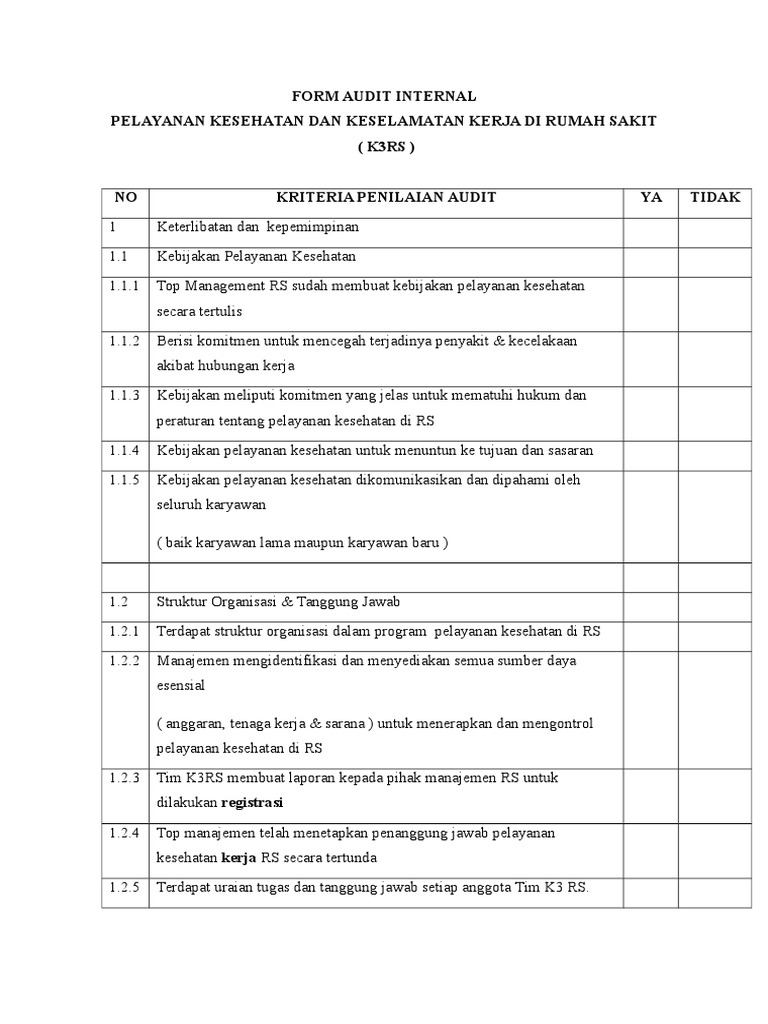 Ceklist Audit Internal | PDF