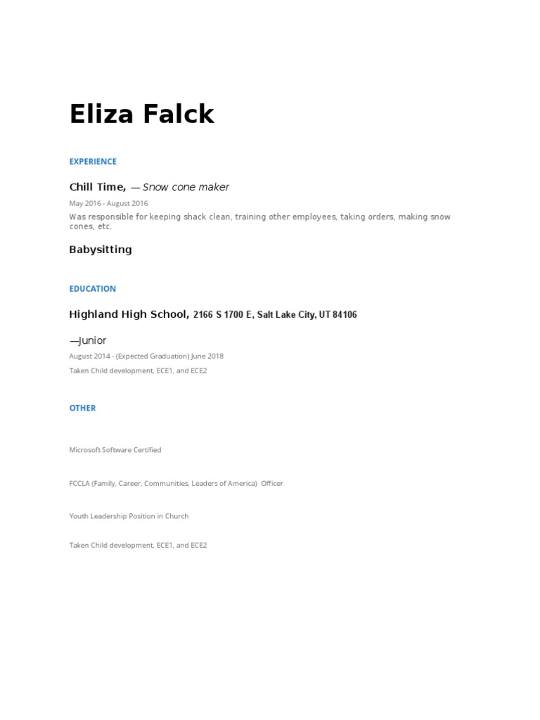 Eliza Falck's Resume: Experience & Skills | PDF | Wellness
