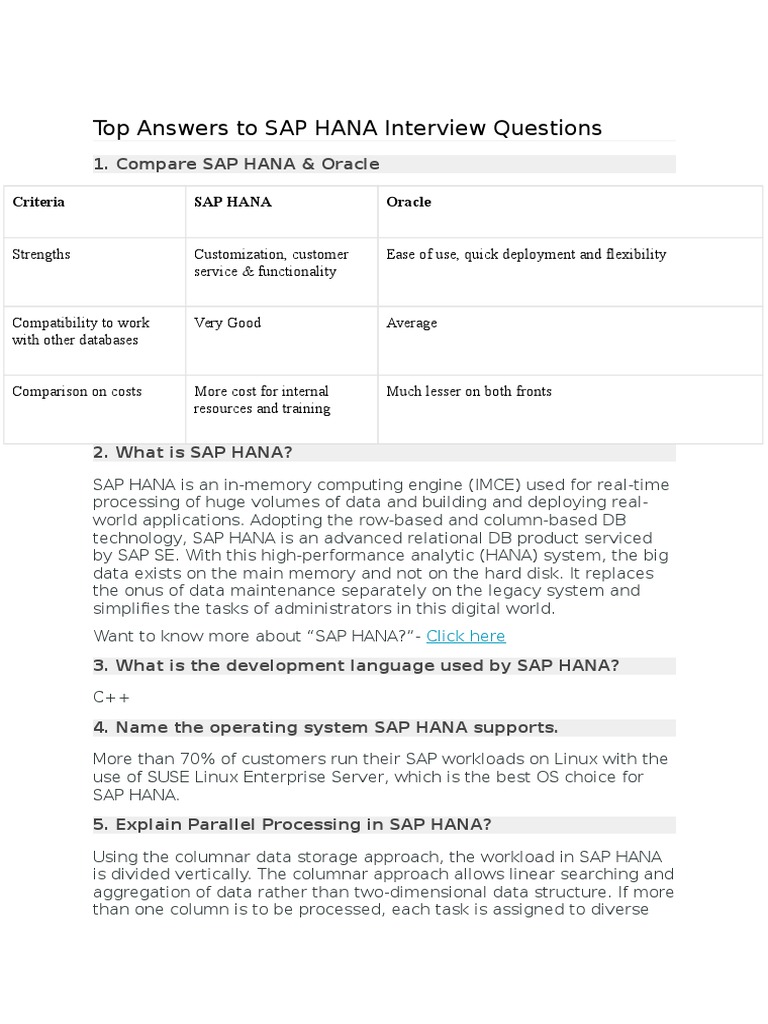 SAP HANA Interview Qs | Download Free PDF | Database Transaction | Replication (Computing)