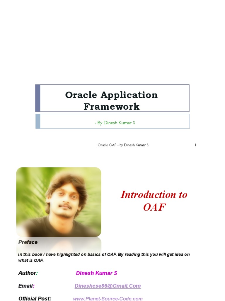 Oracle OAF Introduction - by Dinesh Kumar S | PDF | Model–View ...