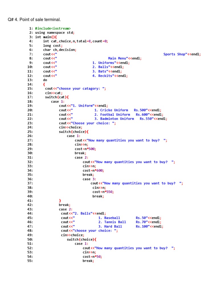 Point of Sale C++ Program | PDF | Cricket | Leisure