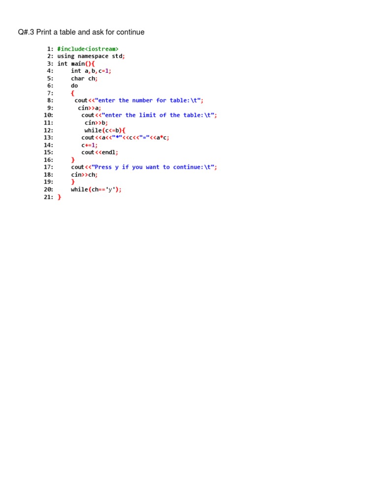 Printing Tables | PDF