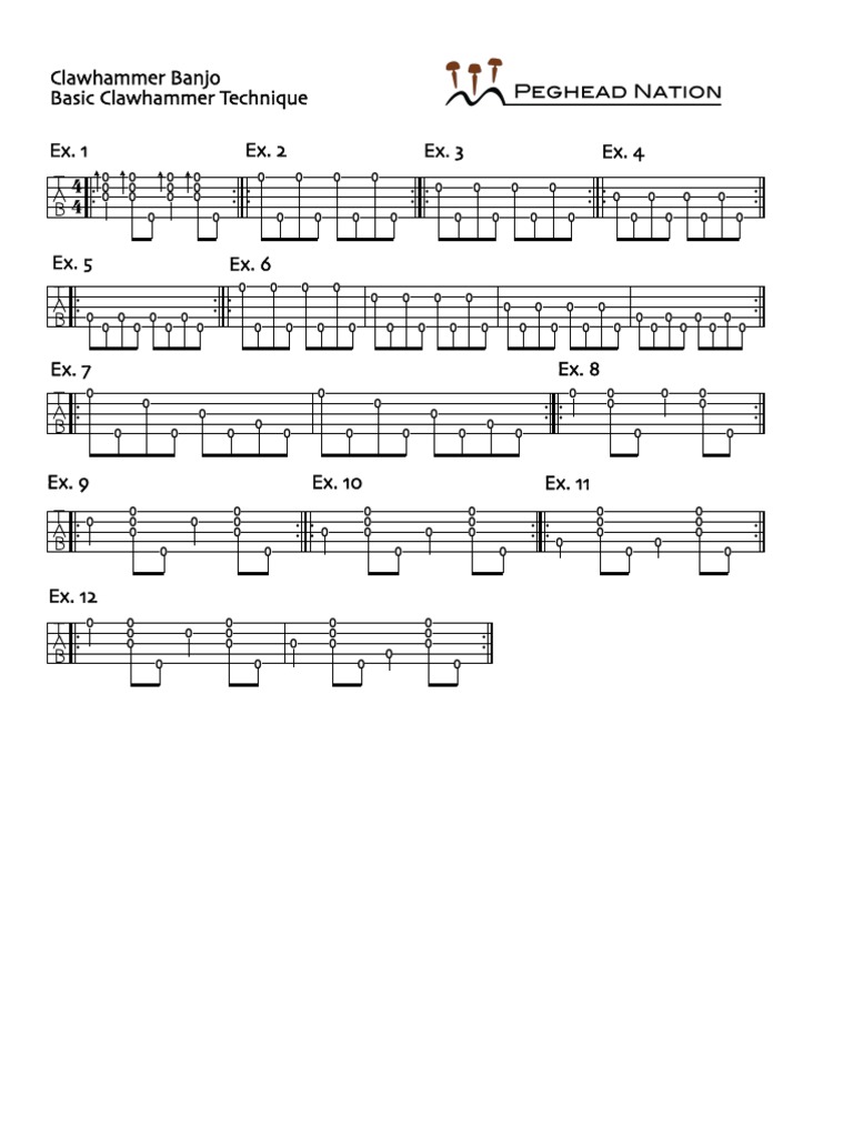 Clawhammer Banjo Basic Clawhammer Technique Ex. 2 Ex. 3 Ex. 4 ...