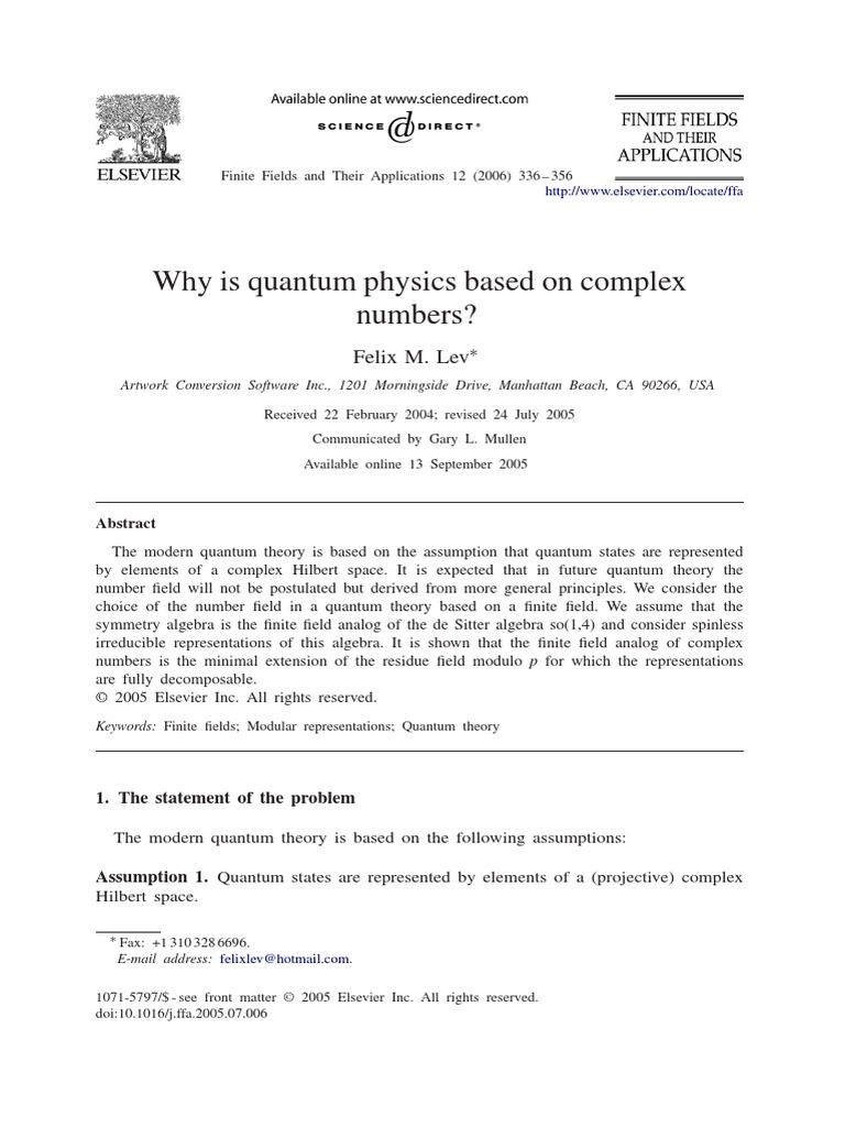 Why Is Quantum Physics Based On Complex Numbers | PDF | Eigenvalues And ...