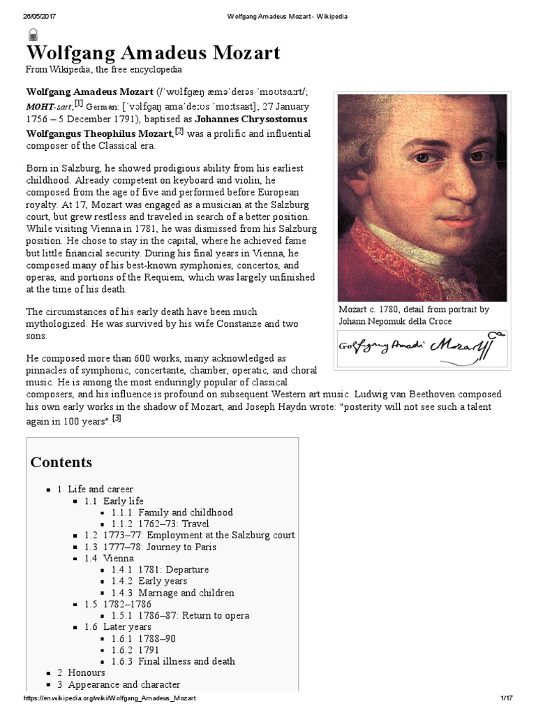 Wolfgang Amadeus Mozart - Wikipedia | PDF | Wolfgang Amadeus Mozart ...