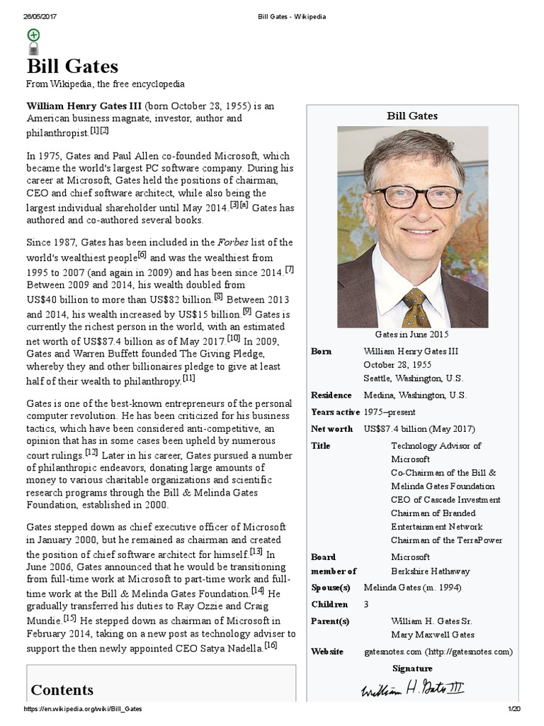 Bill Gates - Wikipedia | PDF | Computing | Computing And Information ...