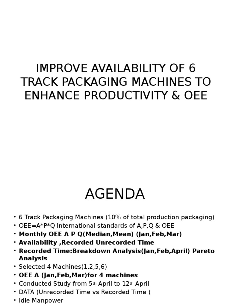 Improve Availability of 6 Track Packaging Machines To Enhance Productivity & Oee | PDF