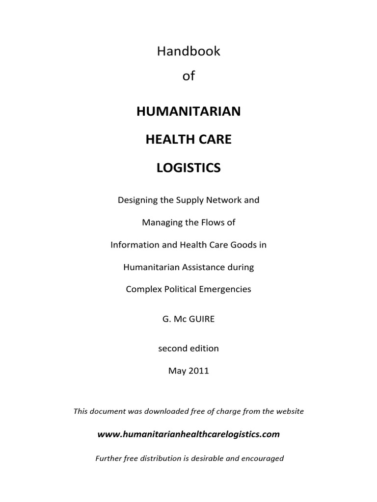 Handbook of Humanitarian Health Care Logistics May 2011 PDF | PDF ...