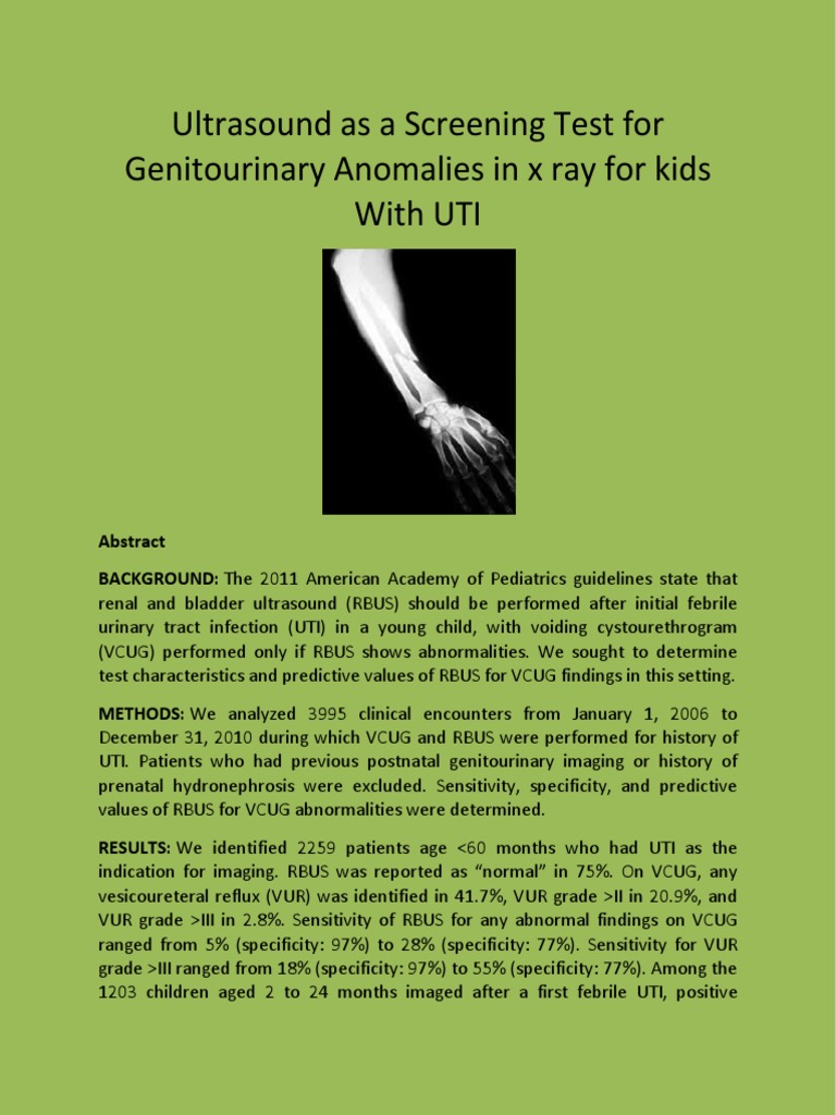 Ultrasound As A Screening Test For Genitourinary Anomalies in X Ray For ...