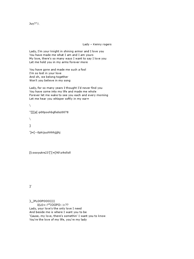 Lady Kenny Rogers Lyrics Pdf