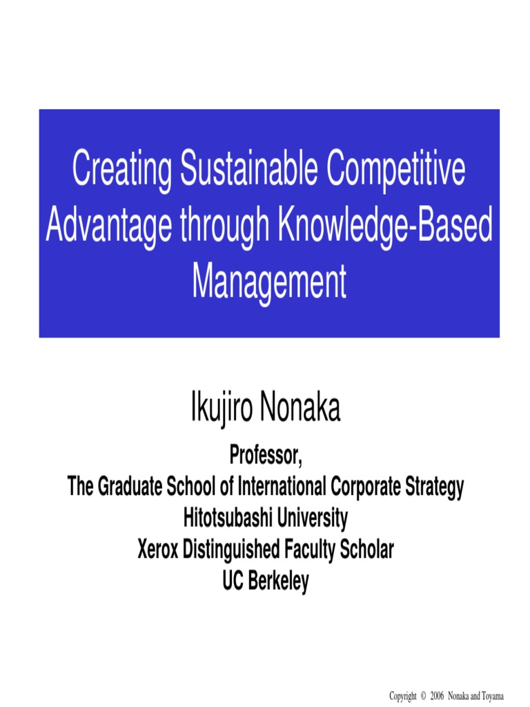 Nonaka PDF | PDF | Tacit Knowledge | Justification