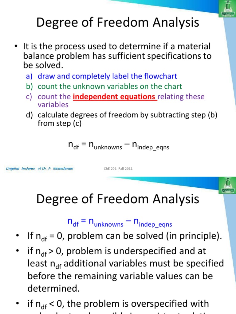 Lecture 2 MB and Degrees of Freedom Calculations | PDF | Distillation ...