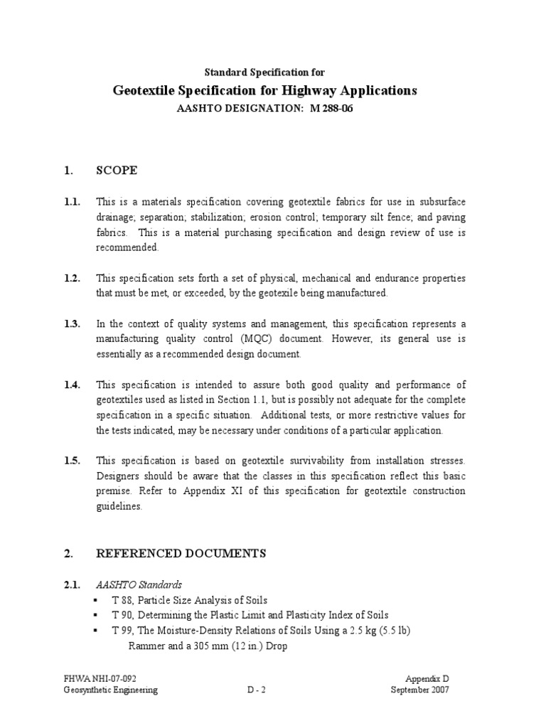 Aashto M288 | PDF | Drainage | Specification (Technical Standard)
