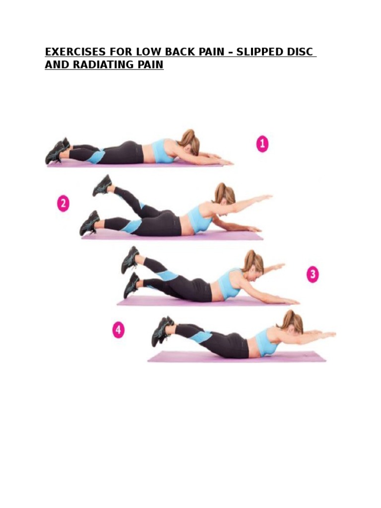 Exercises For Low Back Pain - Slipped Disc and Radiating Pain | PDF