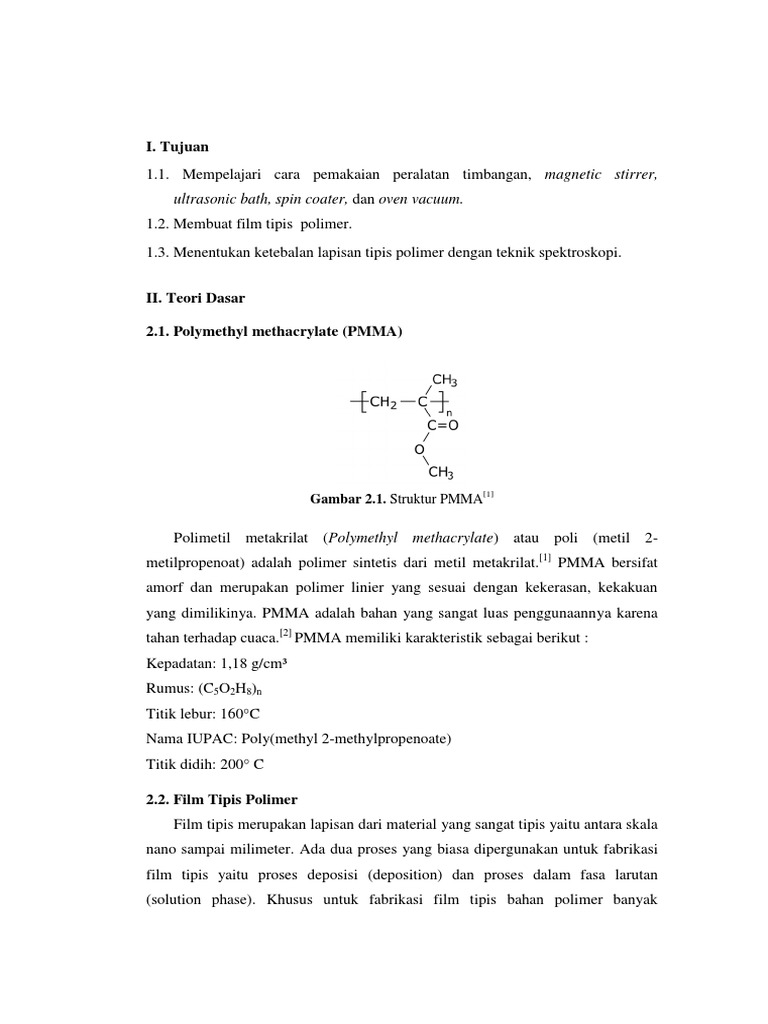 Optimasi Spin Coating untuk Film Tipis PMMA | PDF