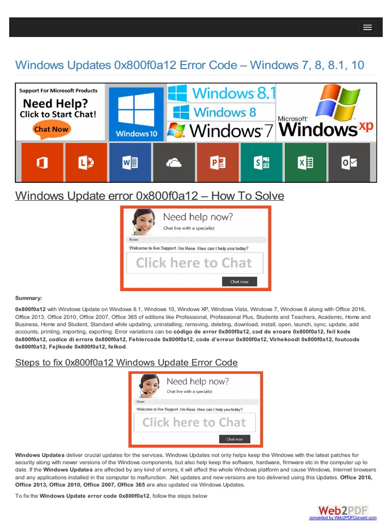 Fix Windows Update Error 0x800f0a12 | PDF | Microsoft Office 2013 ...
