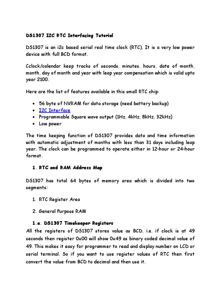 Interfacing and Programming Tutorial for the DS1307 Real-Time Clock Module Using I2C ...