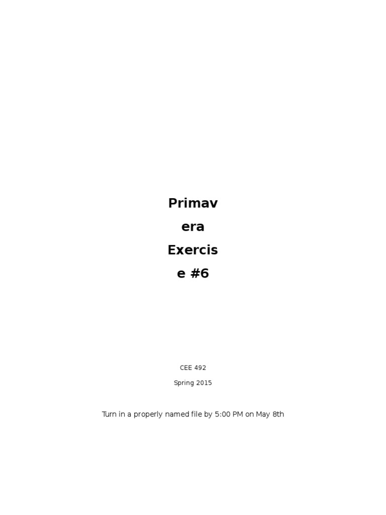 Primavera (Exercise 6) | PDF | Computer Programming | Computing
