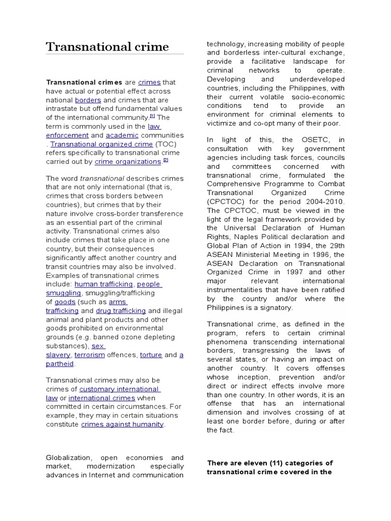 Transnational Crime | PDF | Illegal Drug Trade | Transnational ...