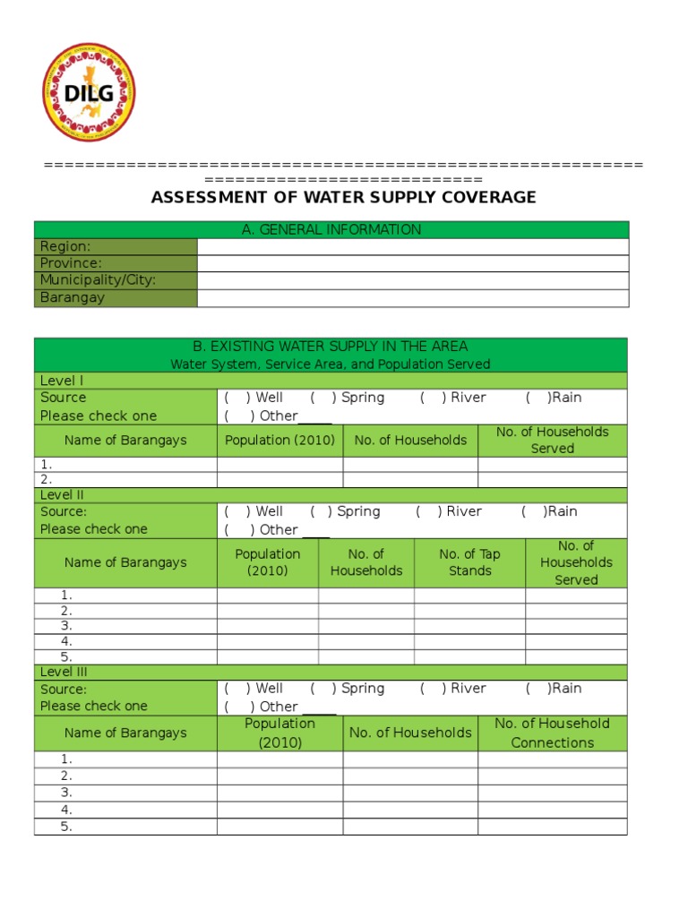Water Assessment Form | PDF