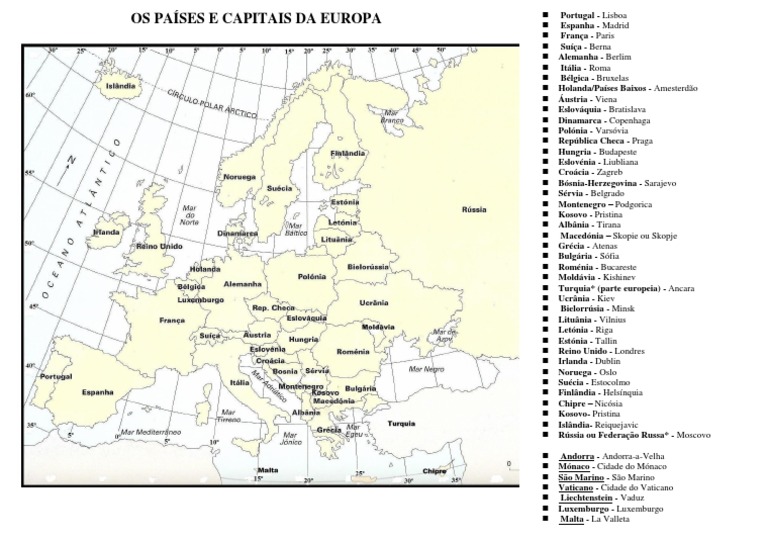 Lista De Paises E Capitais Europeus Conheça As Capitais Dos