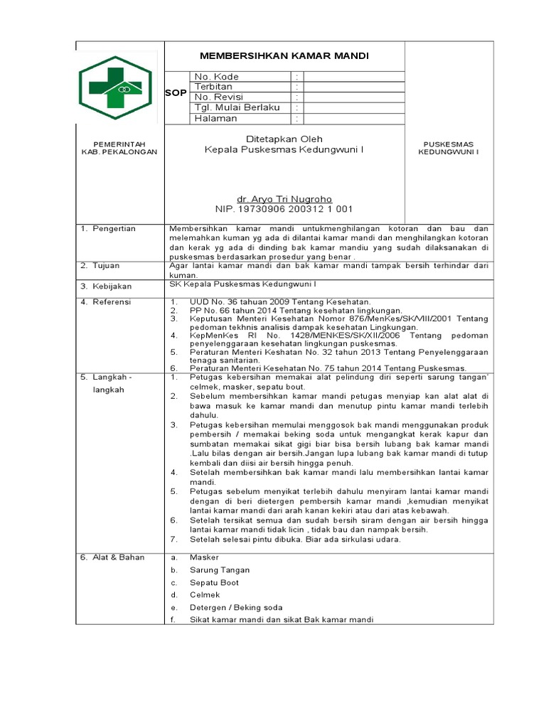 SOP Membersihkan Kamar Mandi | PDF