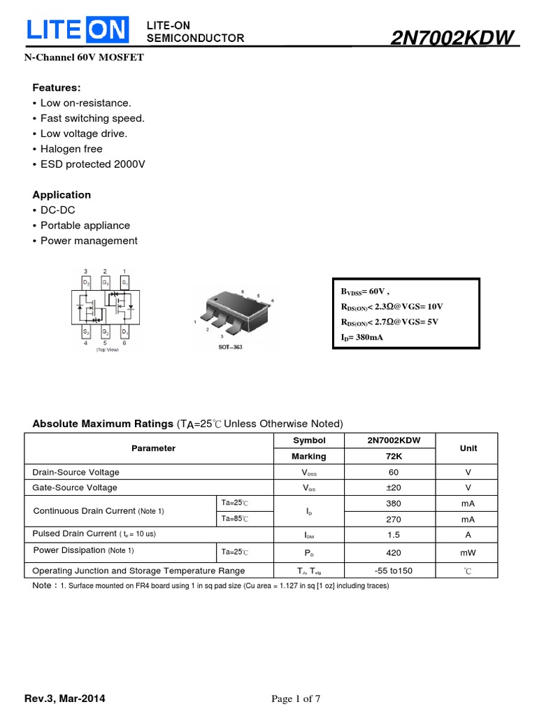 2N7002KDW-4.pdf | Mosfet | Electrical Equipment