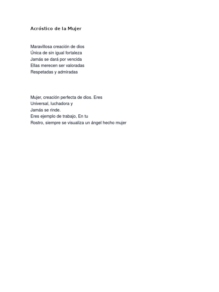 Acróstico de La Mujer | PDF
