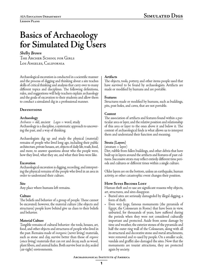 Simulated Dig: Archaeology Basics Guide | PDF | Excavation (Archaeology ...