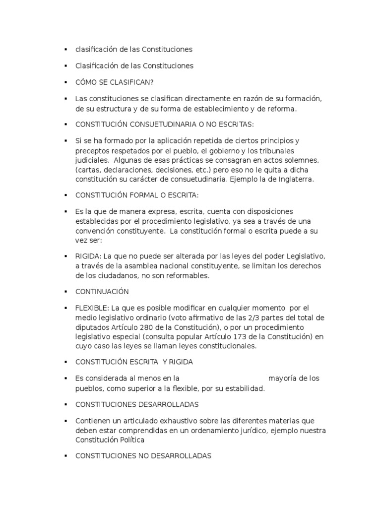Clasificación de Las Constituciones | PDF | Constitución | Virtud