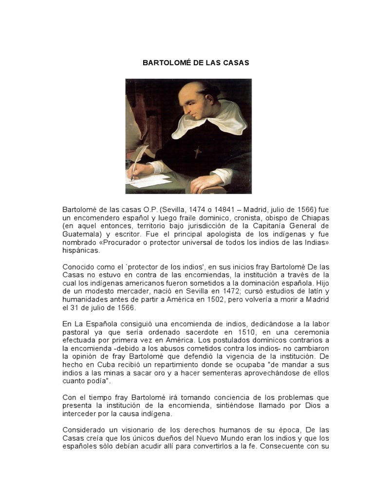 Bartolomé de las Casas: Protector Indígena | PDF | Política (general ...