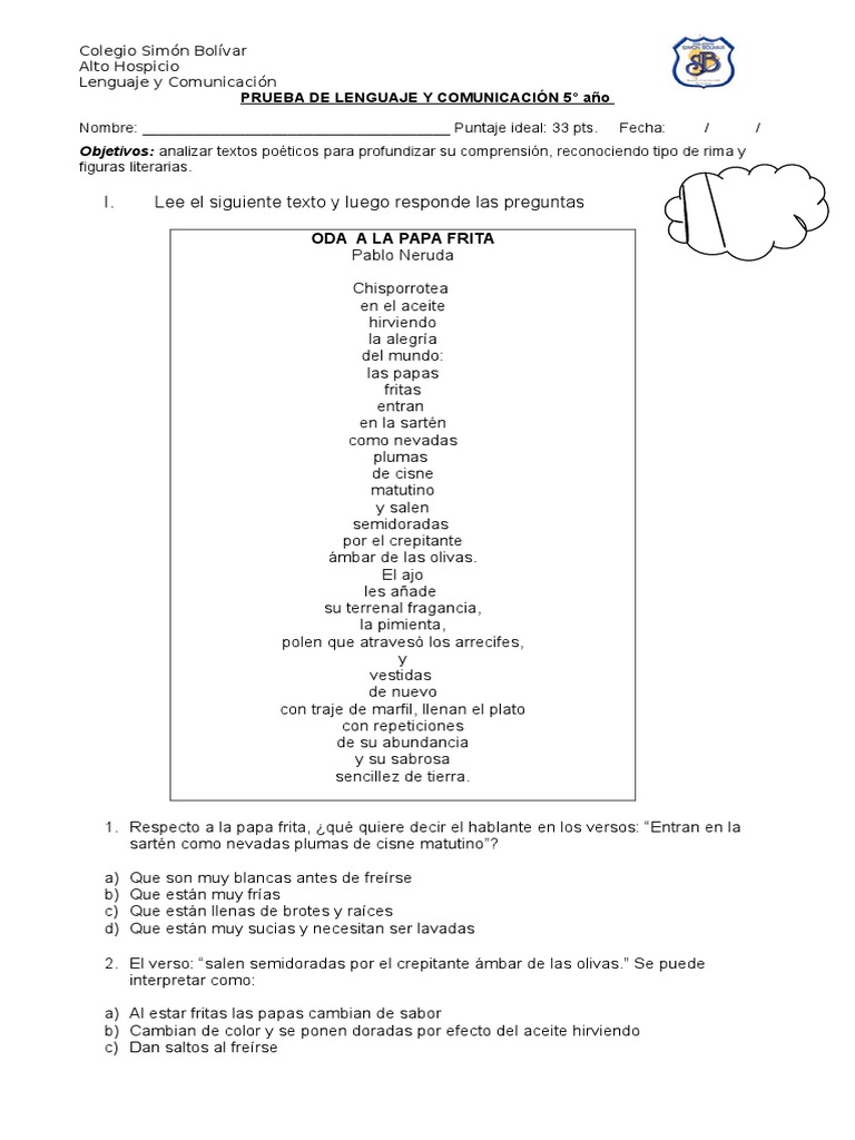Análisis de la Oda a la Papa Frita | PDF | Rima | Alimentos