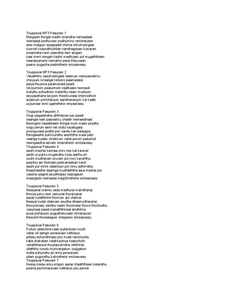 Andal Thiruppavai in English | PDF