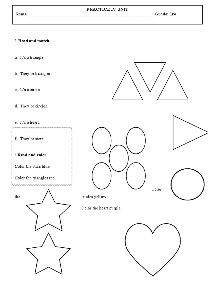 A. It's A Triangle.: Practice Iv Unit Name: - Grade: 1ro | PDF