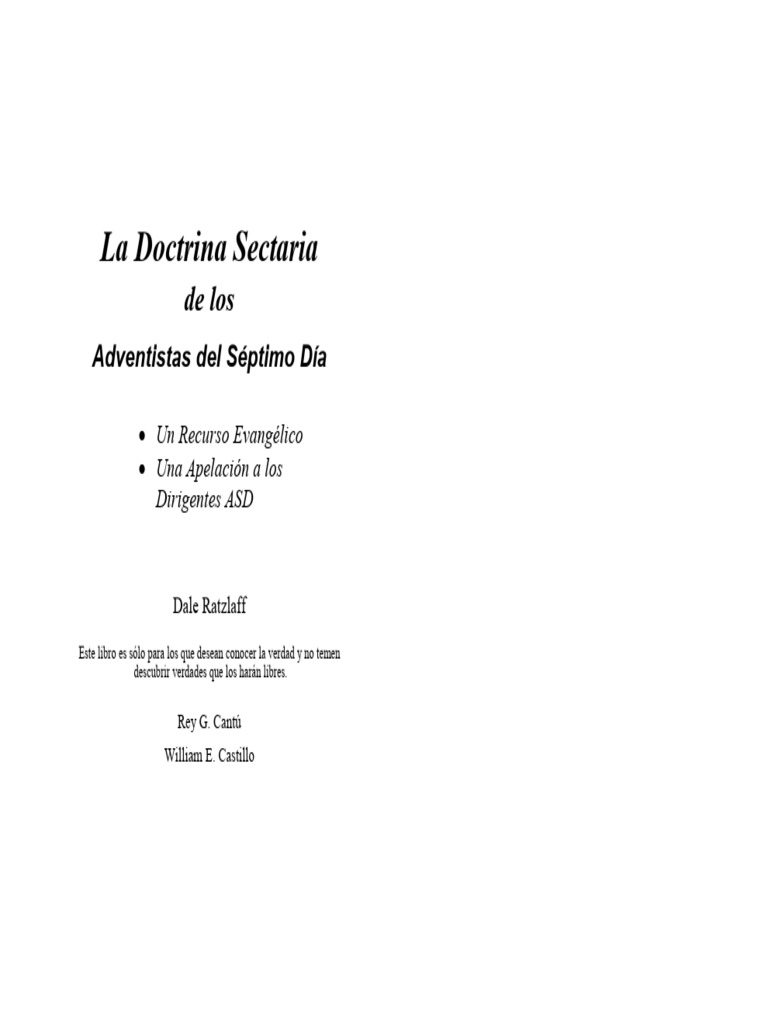 Dale Ratzlaff - La Doctrina Sectaria de Los Adventistas Del Séptimo Día ...