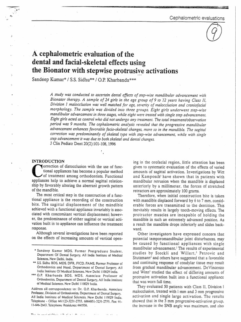 A Cephalometric Evaluation of The Dental and Facial-Skeletal Effects ...