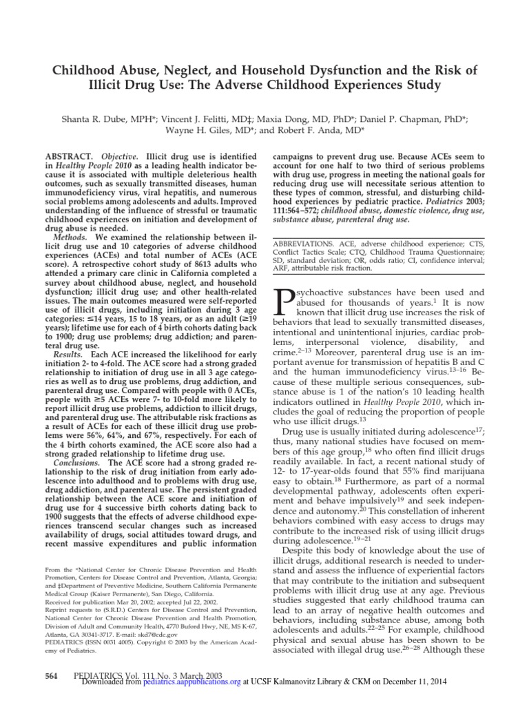 Childhood Abuse, Neglect, and Household Dysfunction and The Risk of ...