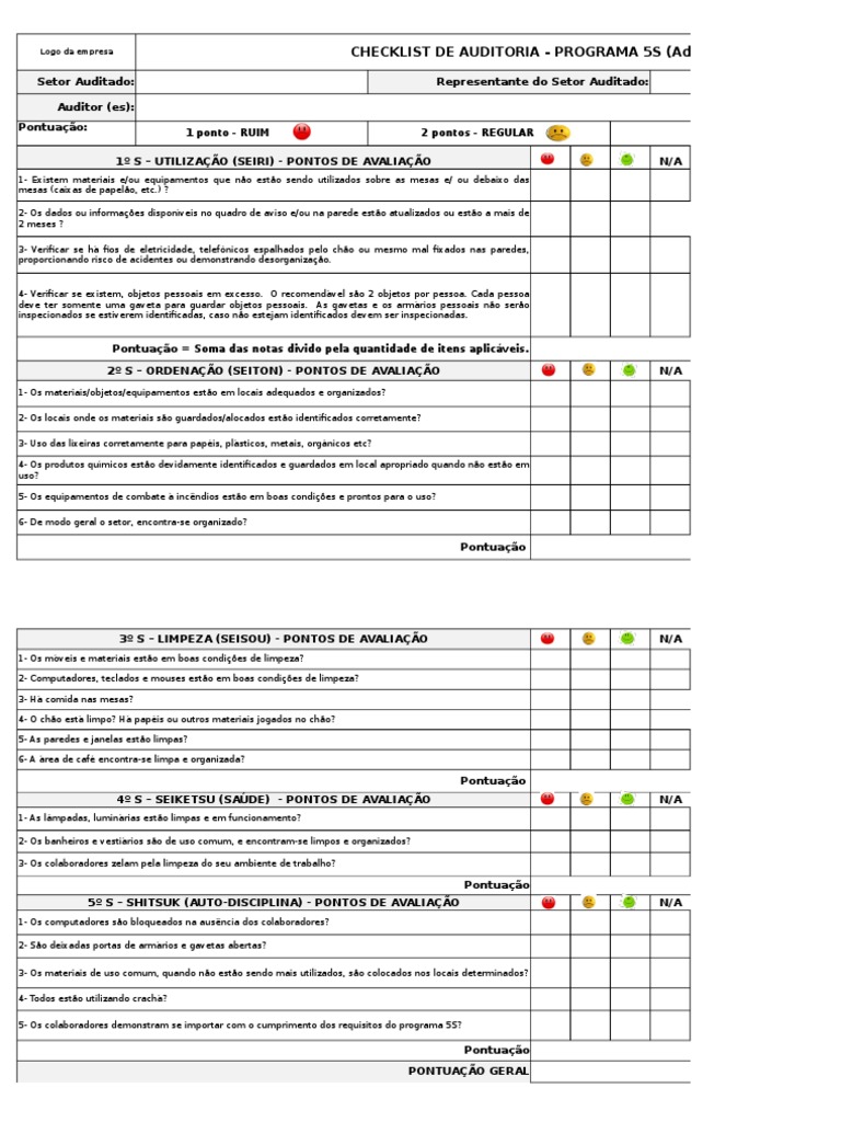 CheckList de Auditoria Do 5S - Administrativo | PDF | Computação e ...