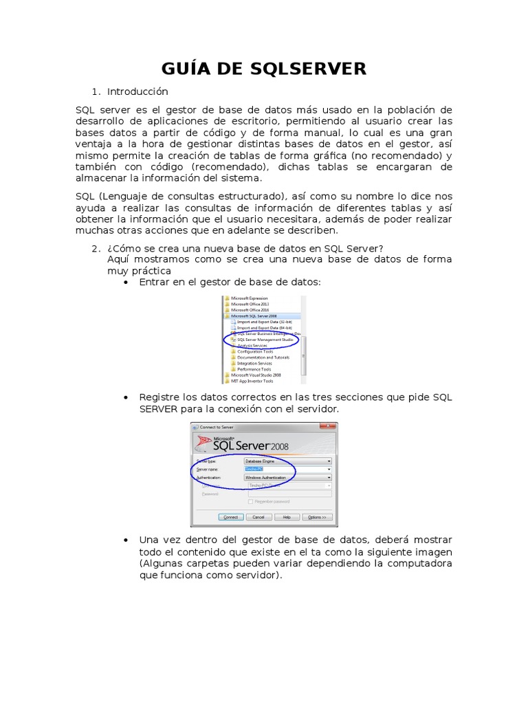 Guía de Sqlserver ITEC | Descargar gratis PDF | SQL | Servidor SQL de Microsoft