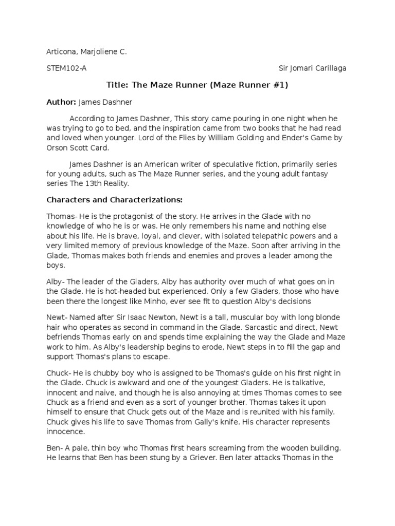 Summary The Maze Runner | PDF | Leisure