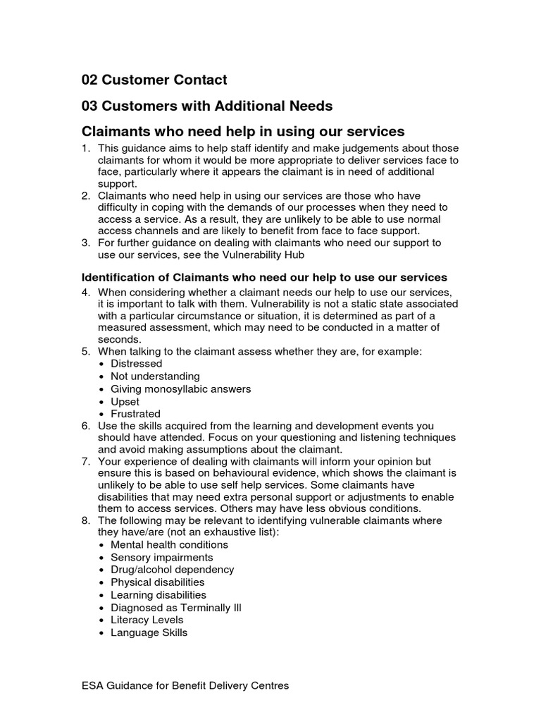 Customers With Additional Needs | PDF | Disability | Language ...
