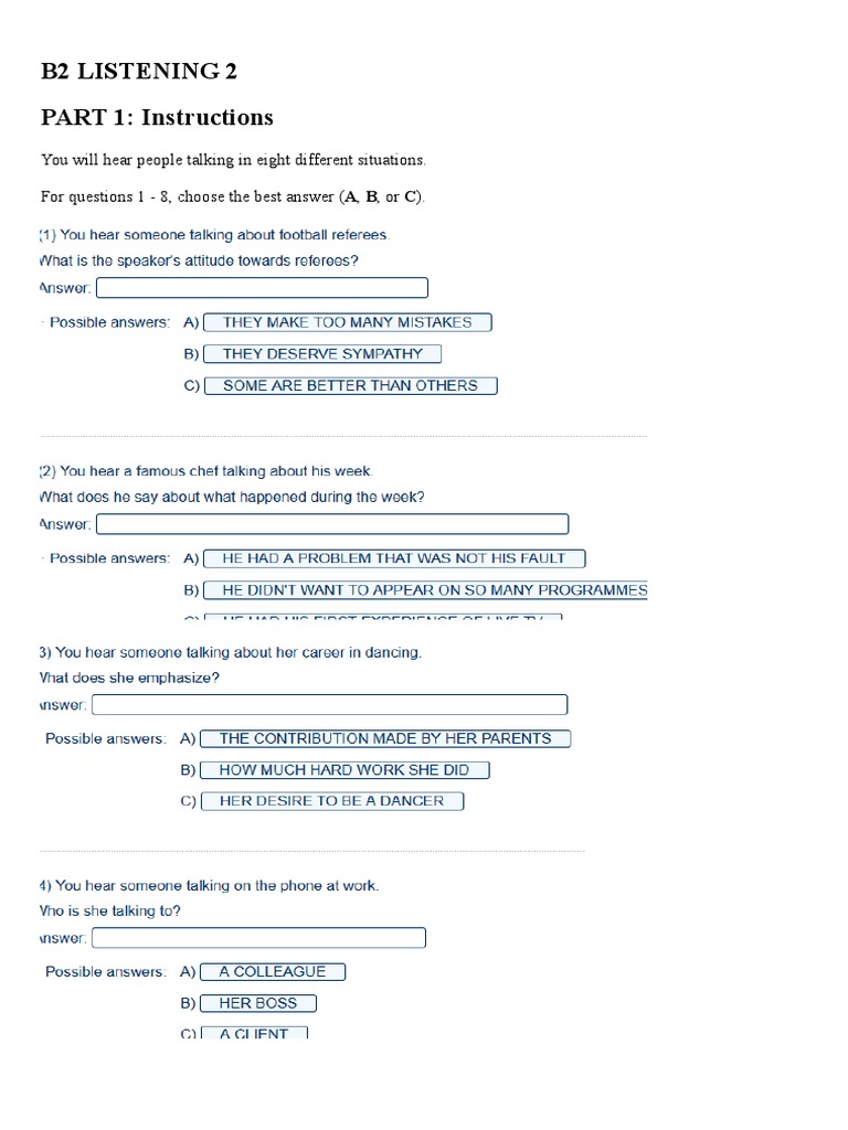 b2 Listening 2 | PDF