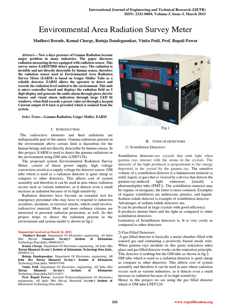 Environmental Area Radiation Survey Meter | PDF | Semiconductors ...