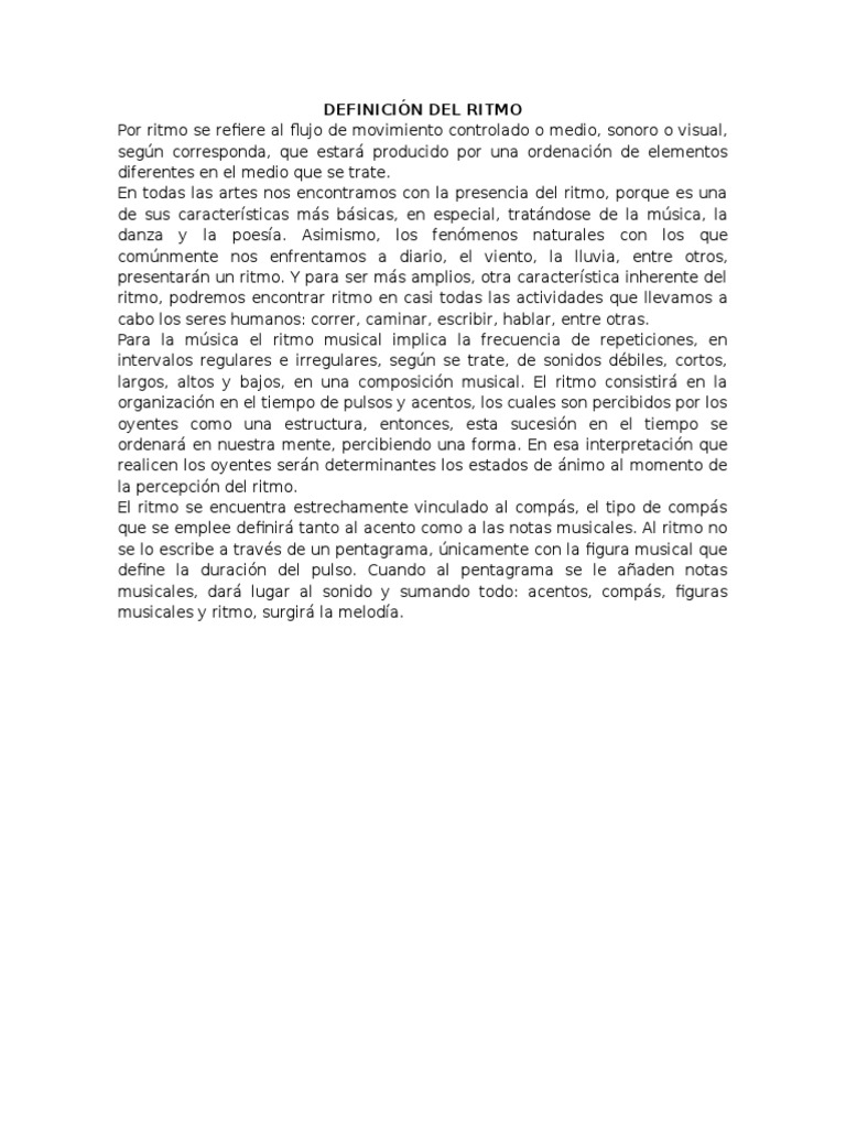 Definición Del Ritmo | PDF | Ritmo | Formas musicales